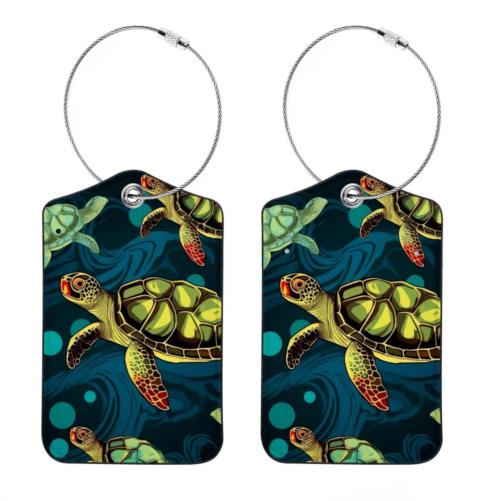 2 Pieces Sea Turtle Luggage Tags with Full Back Privacy Cover /Steel ...