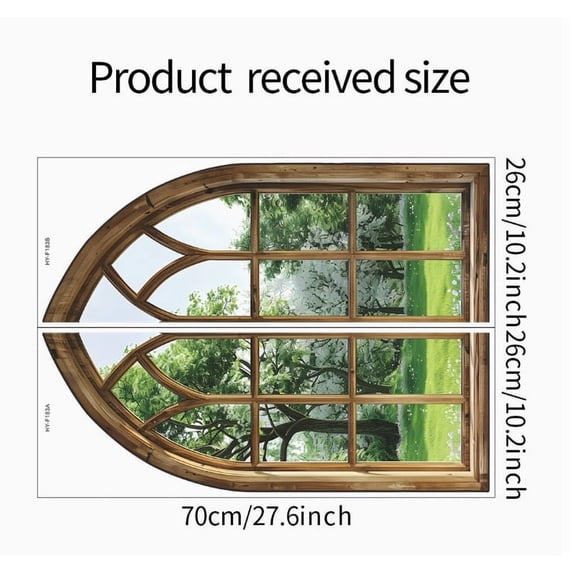 2 Pieces Self-Adhesive Arched Window Green Plant Wall Stickers for Home ...