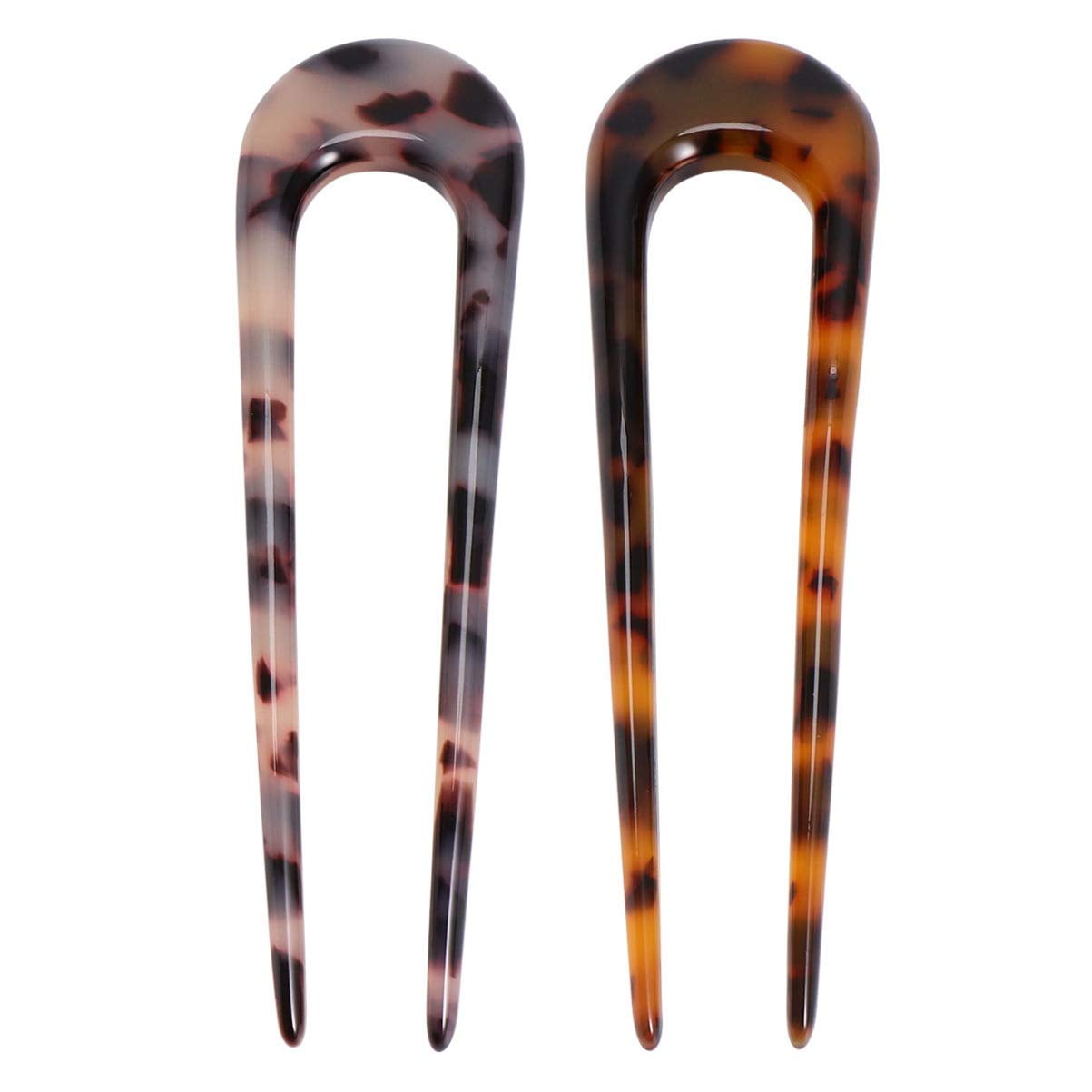 2 Pieces Shaped Hair Pin Stick French Style U- Shape Hair Clips Acetate ...