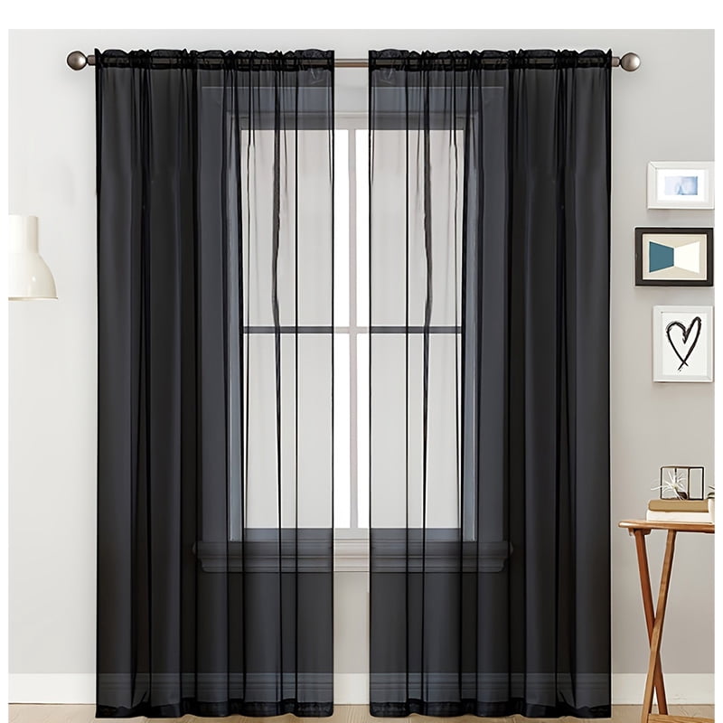 2 Pieces Sheer Voile Window Treatment Rod Pocket Curtain Panels for ...