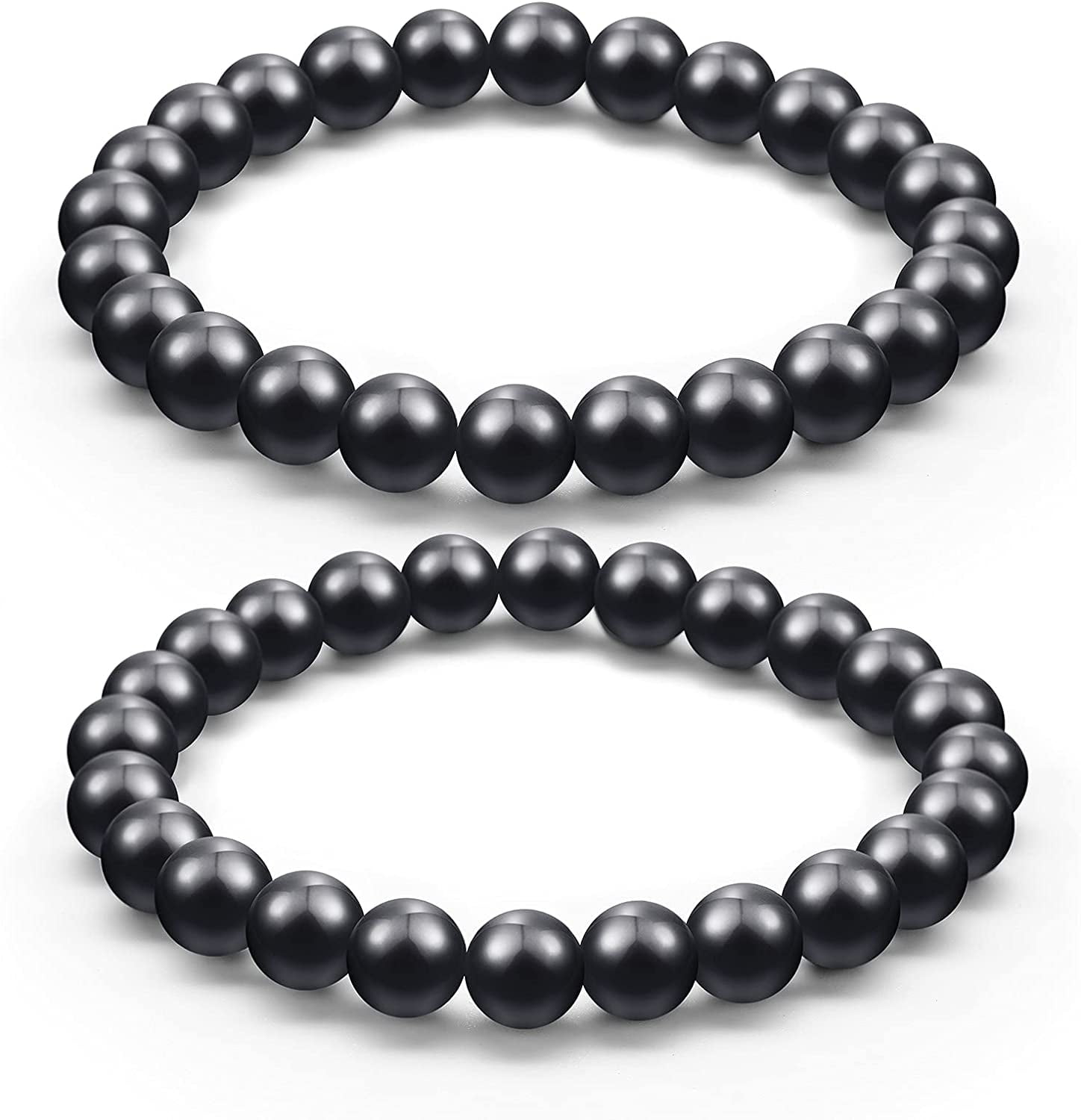 2 Pieces Shungite Bracelet Black Shungite Beads Crystal Stretchy Stones ...