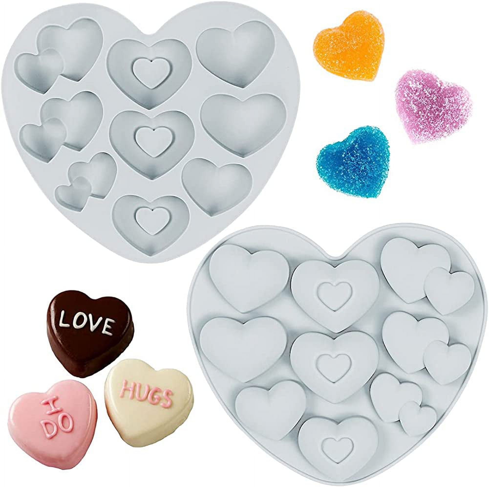2 Pieces Silicone Heart Diamond Mold, 9-Diamond 3D Silicone Heart Cake ...