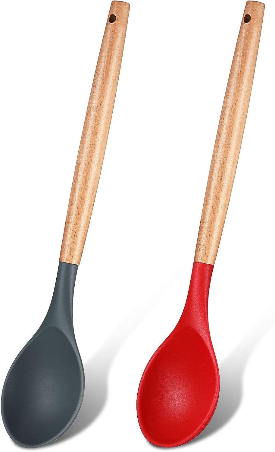 2 Pieces Silicone Nonstick Mixing Spoon Kitchen Cooking Spoons Serving ...