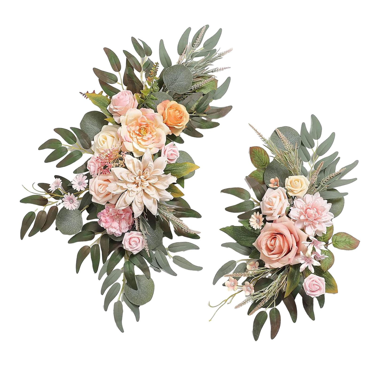 2 Pieces Silk Flowers Hanging Wedding Arch Wreath for Farmhouse Wall ...