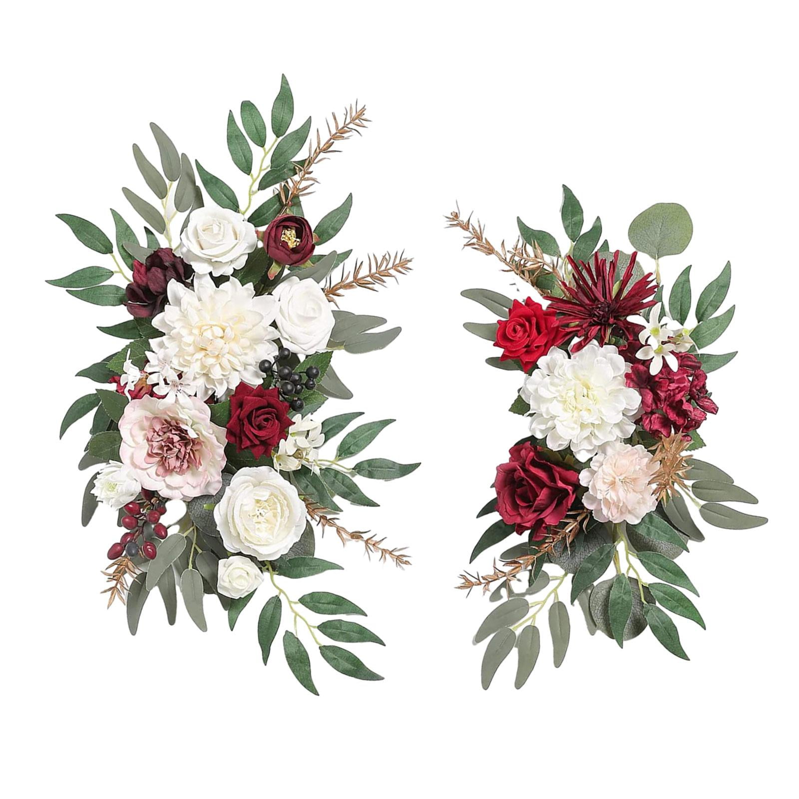2 Pieces Silk Flowers Hanging Wedding Arch Wreath for Farmhouse Wall ...