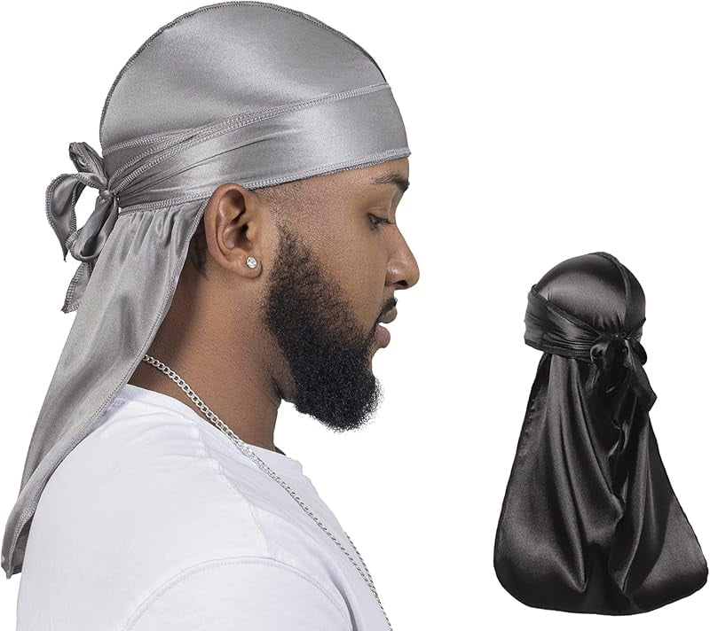 2 Pieces Silky Durag Pack for Men Women Waves, Premium Satin Deluxe Du ...