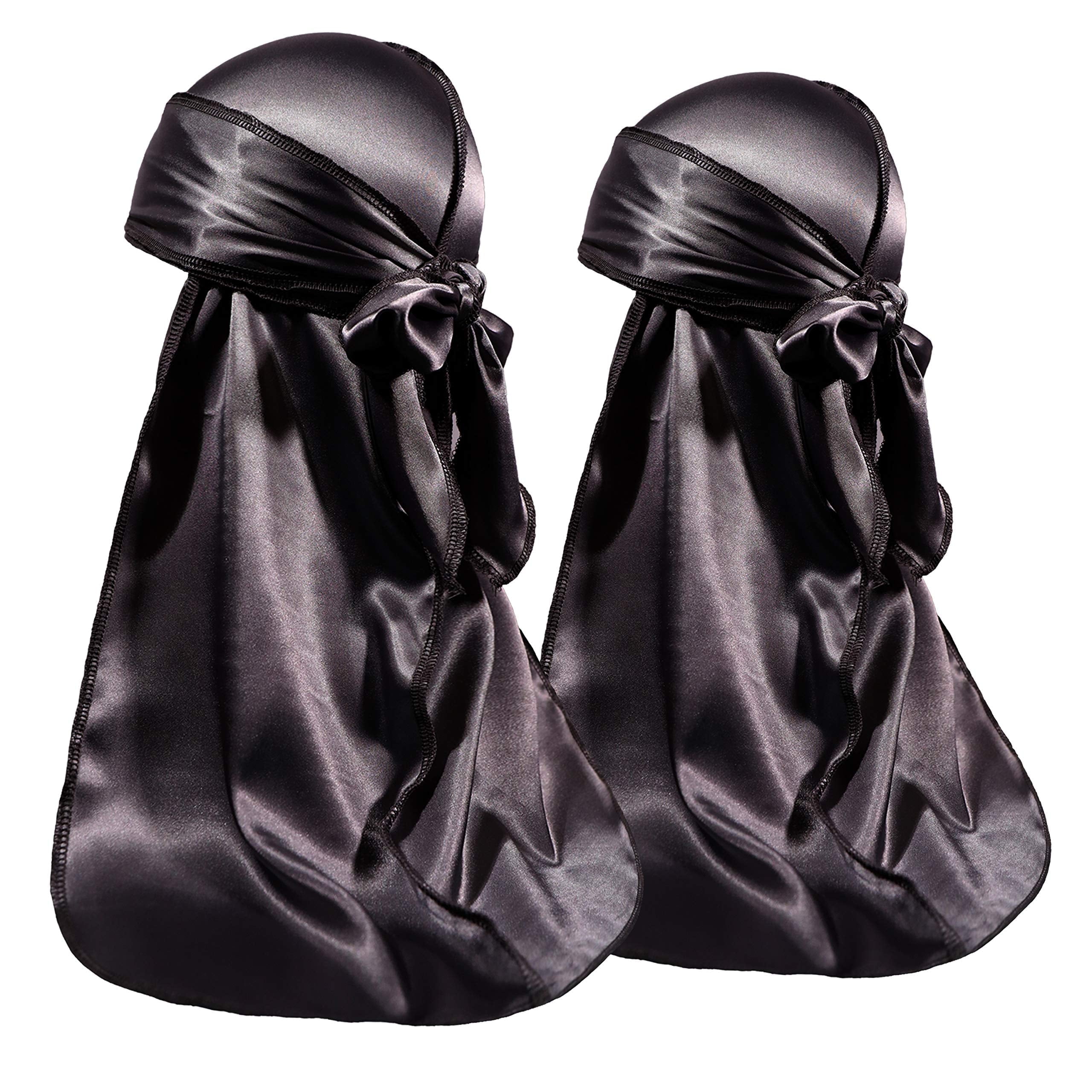 2 Pieces Silky Durag Pack for Men Women Waves, Premium Satin Deluxe Du ...