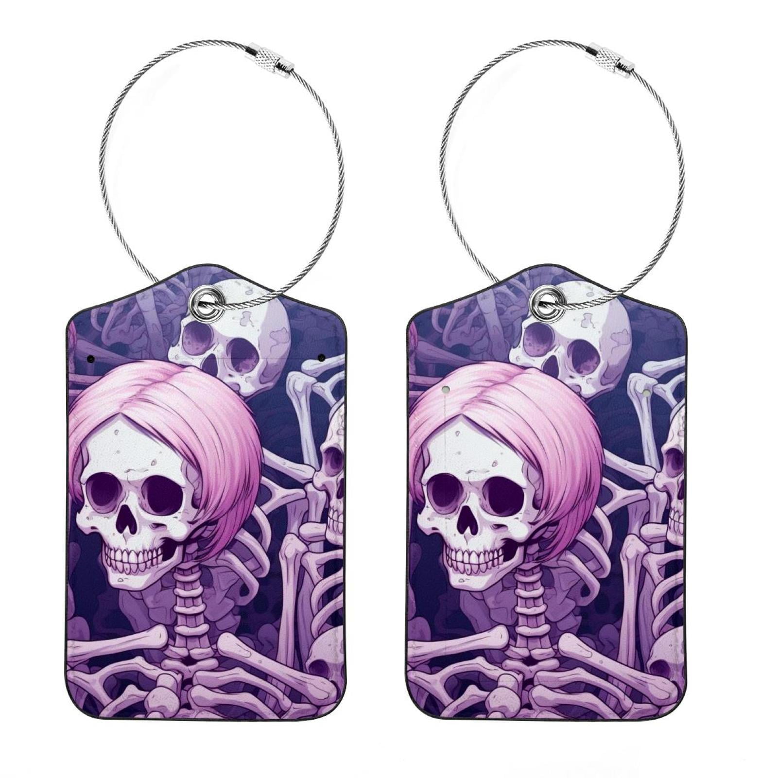 2 Pieces Skeleton Luggage Tags with Full Back Privacy Cover /Steel ...