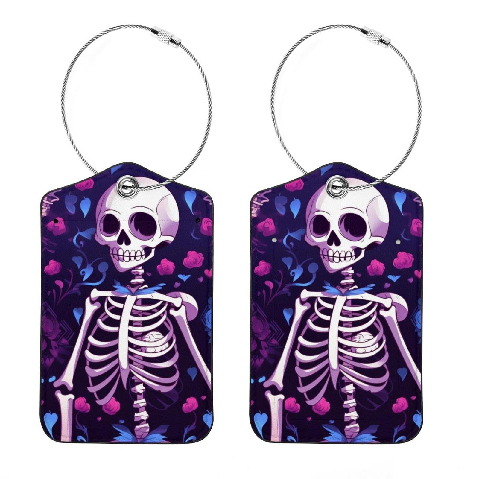 2 Pieces Skeleton Luggage Tags with Full Back Privacy Cover /Steel ...