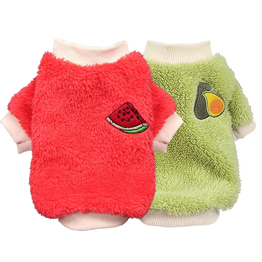 2 Pieces Small Dog Sweaters Fleece Clothes Winter Warm Puppy Sweaters ...