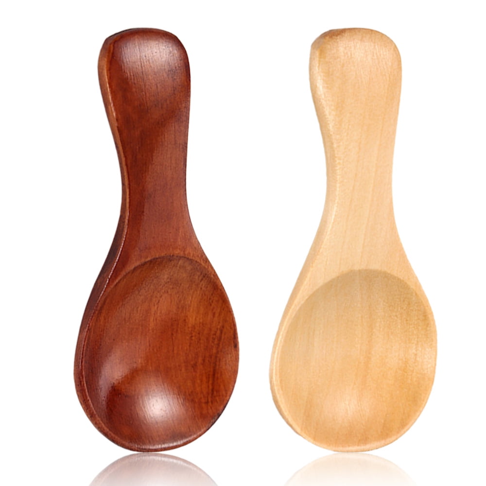 2 Pieces Small Wooden Spoons, Mini Nature Spoons Wood Honey Teaspoon ...