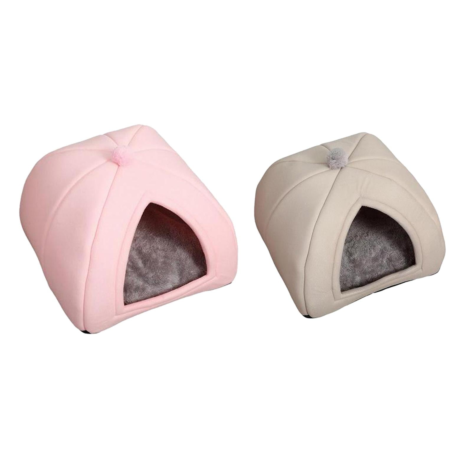 2 Pieces Soft Cave Pet Bed Nonslip Bottom Cushion Washable Hut ...