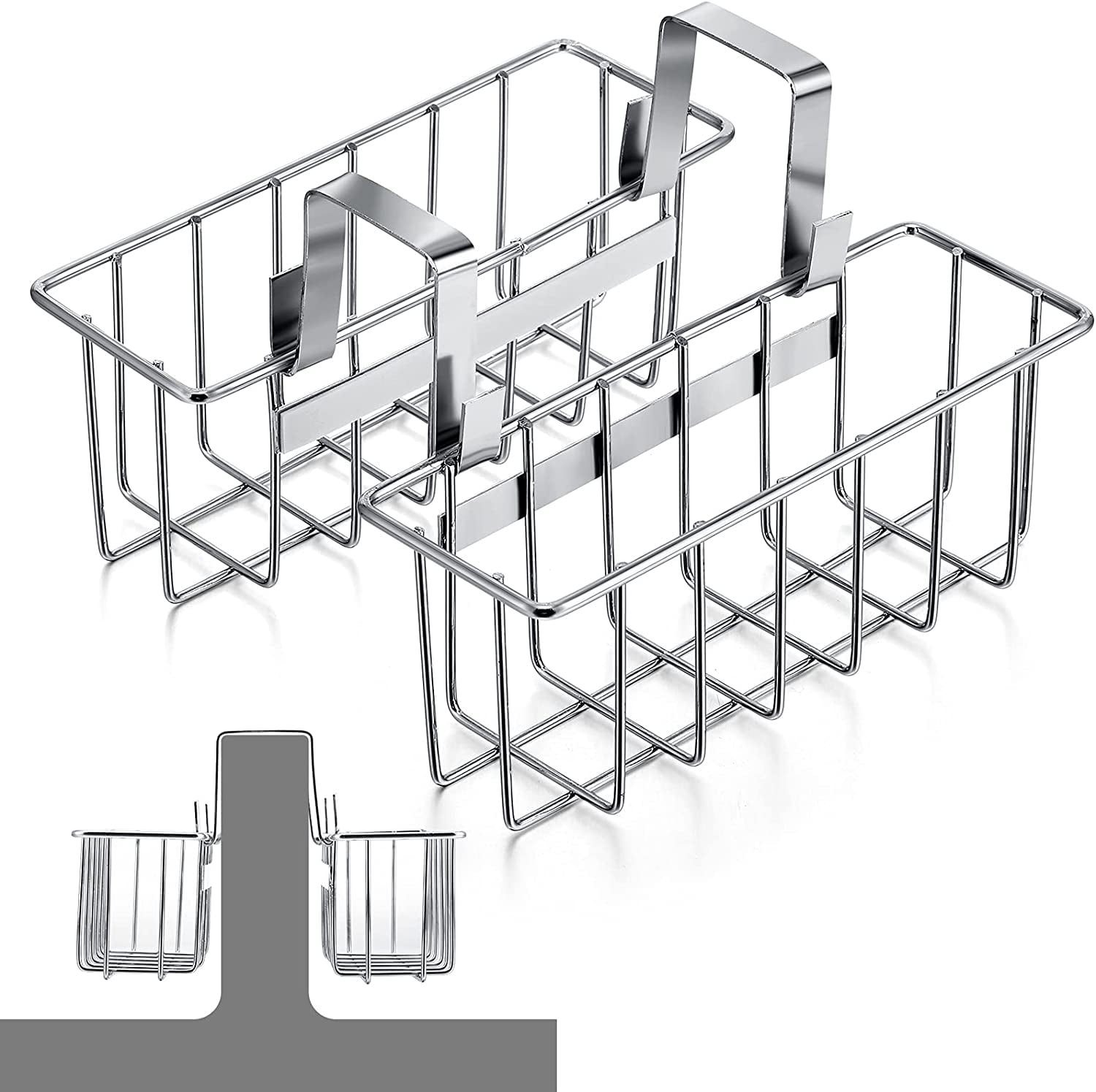2 Pieces Sponge Holder Kitchen Sink Caddy Metal Sink Organizer Basket ...