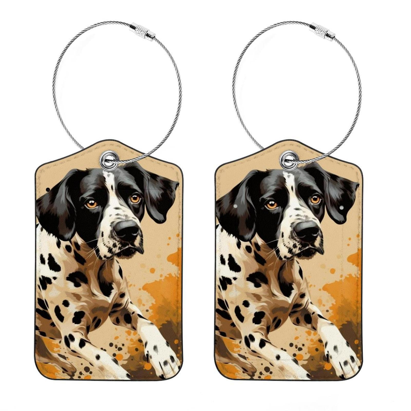 2 Pieces Spotted Dog Luggage Tags with Full Back Privacy Cover /Steel ...