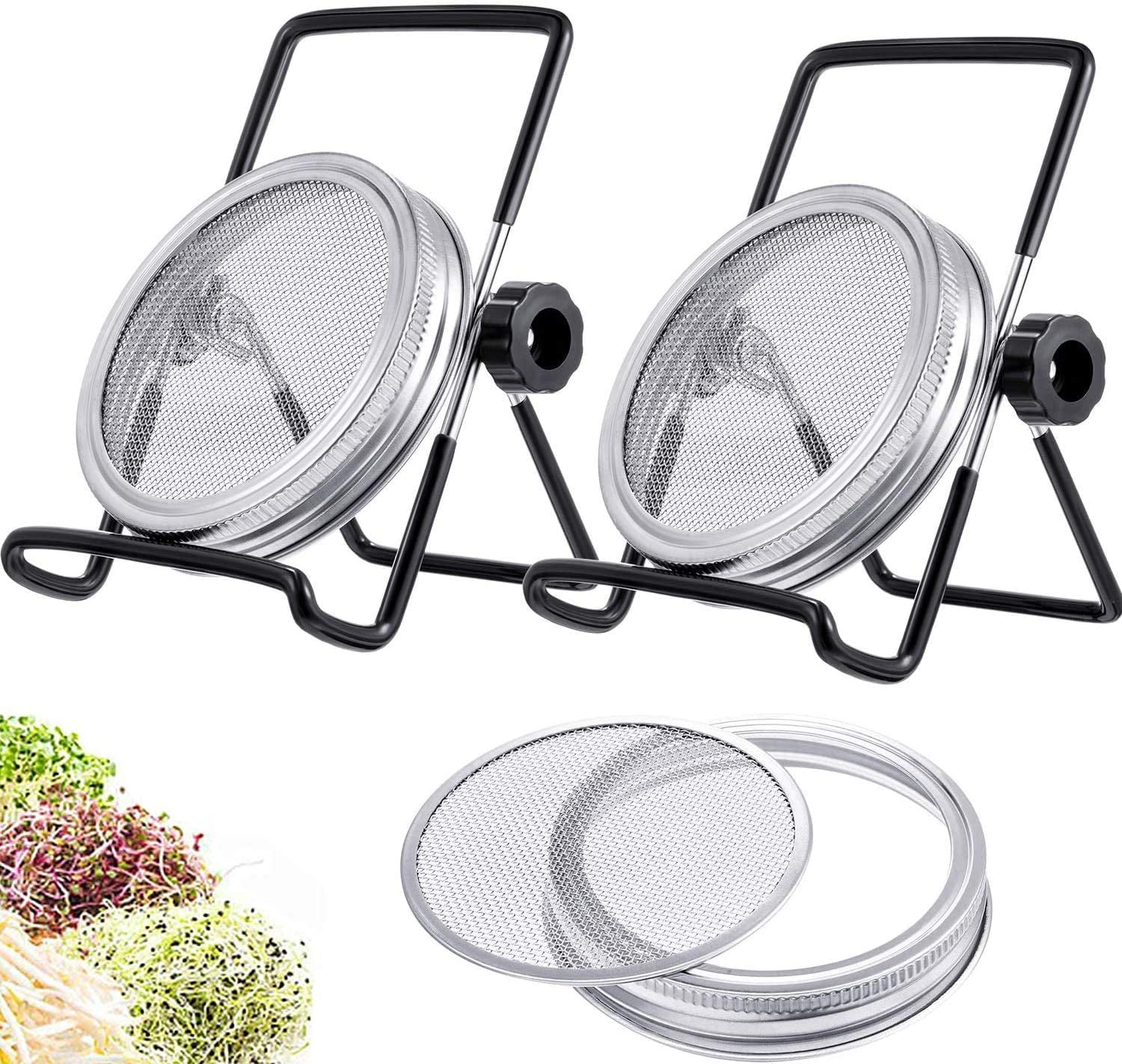 2 Pack Sprouting Jar Kit with Stainless Steel Sprouting Stand and ...