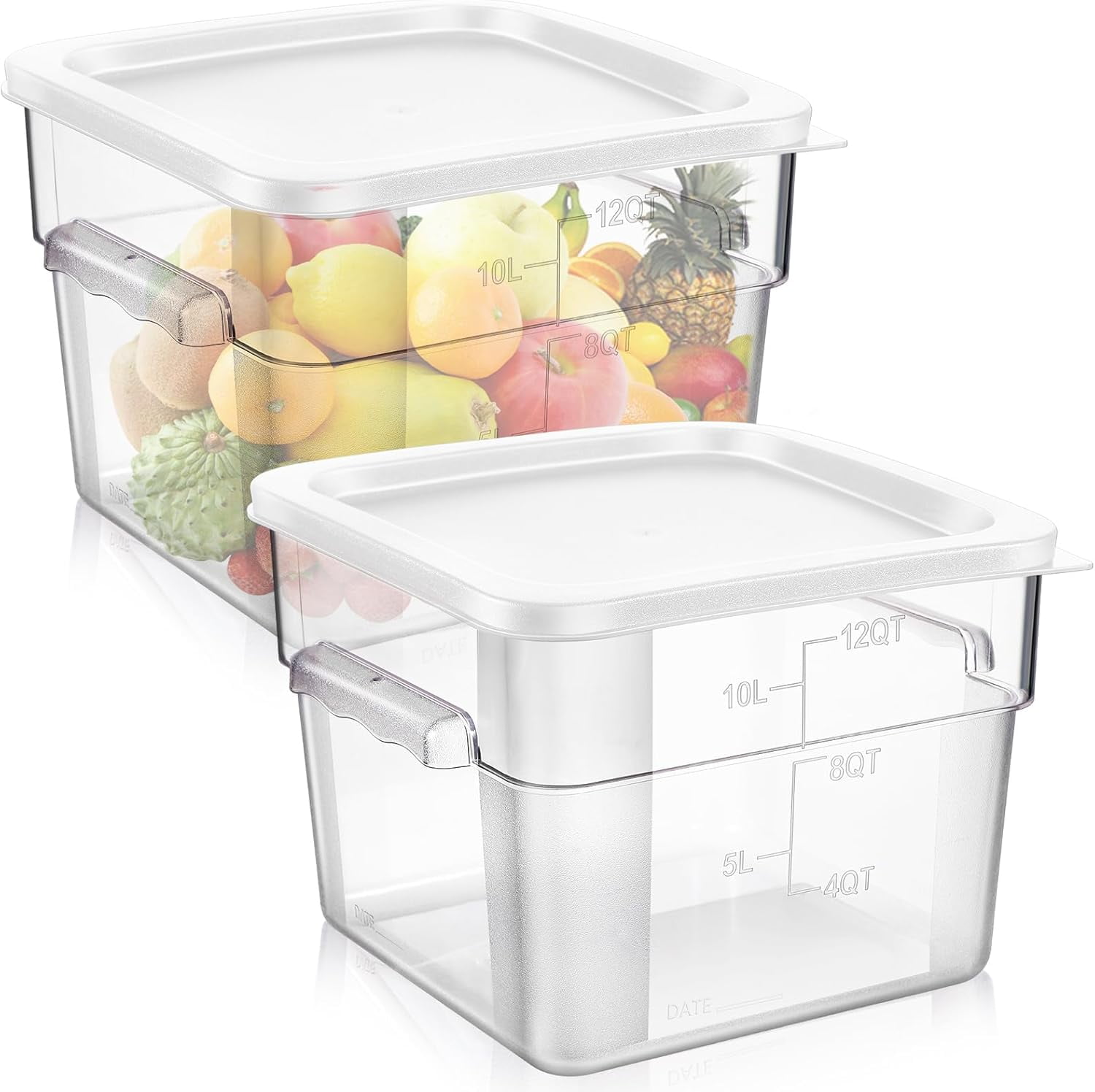 2 Pieces Square Food Storage Containers Polycarbonate Clear food ...