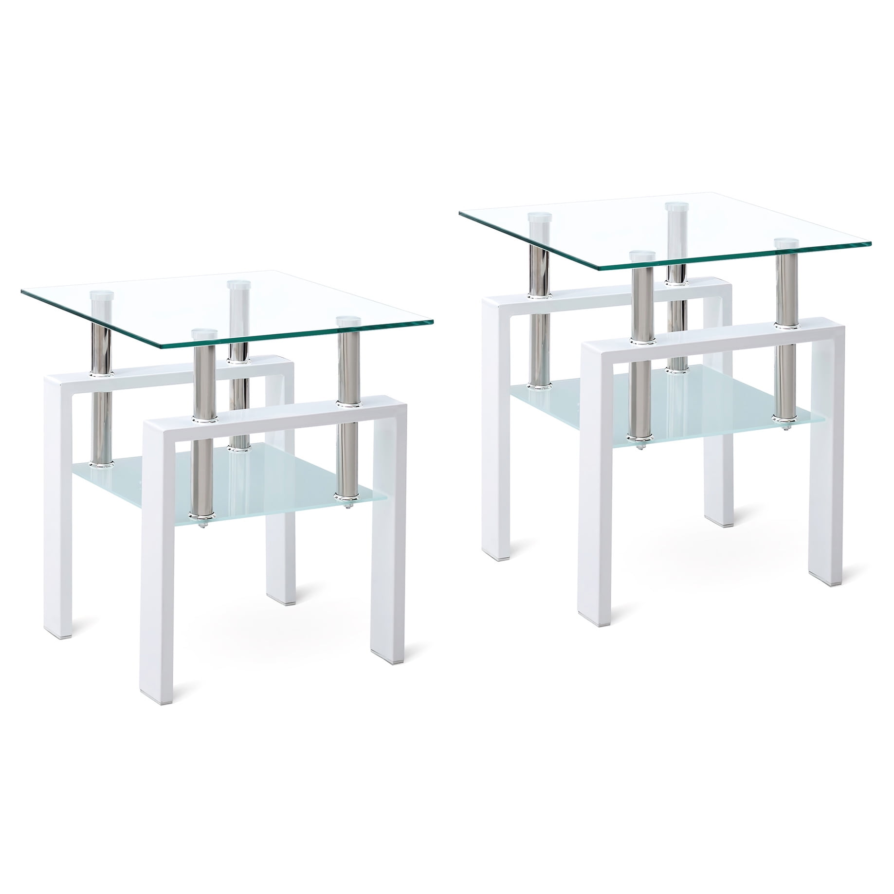 2 Pieces Square Glass Table - Concise Design for Practicality - Ideal ...