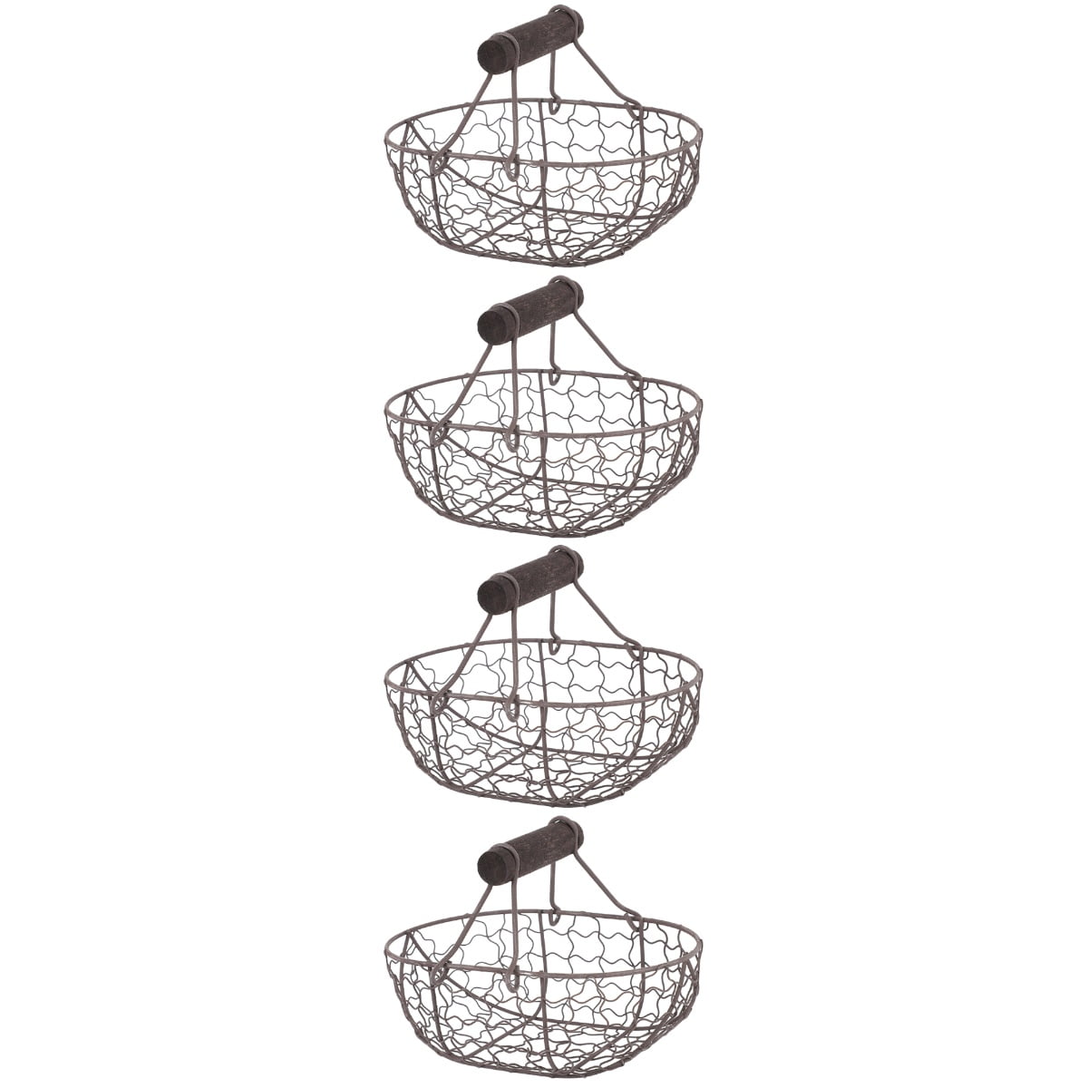 2 Pieces Stacking Lid Wrought Iron Storage Basket Sturdy - Walmart.com