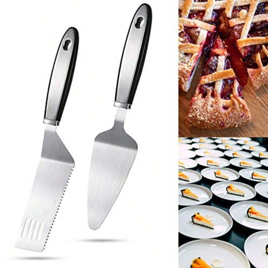 2 Pieces Stainl Steel Pie Server Set Cake Cutter Serrated Spatula Pizza ...
