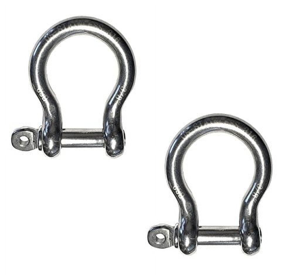 2 Pieces Stainless Steel 316 Forged Bow Shackle 3/8" (10mm) Marine ...