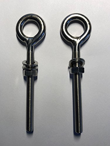 2 Pieces Stainless Steel 316 M8 Eye Bolt 8mm x 80mm Marine Grade ...