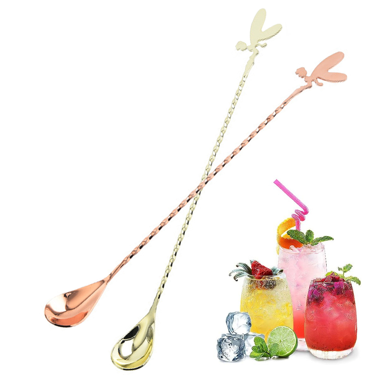 2 Pieces Stainless Steel Mixing Spoon, 2-Pieces Silver Spiral Pattern ...