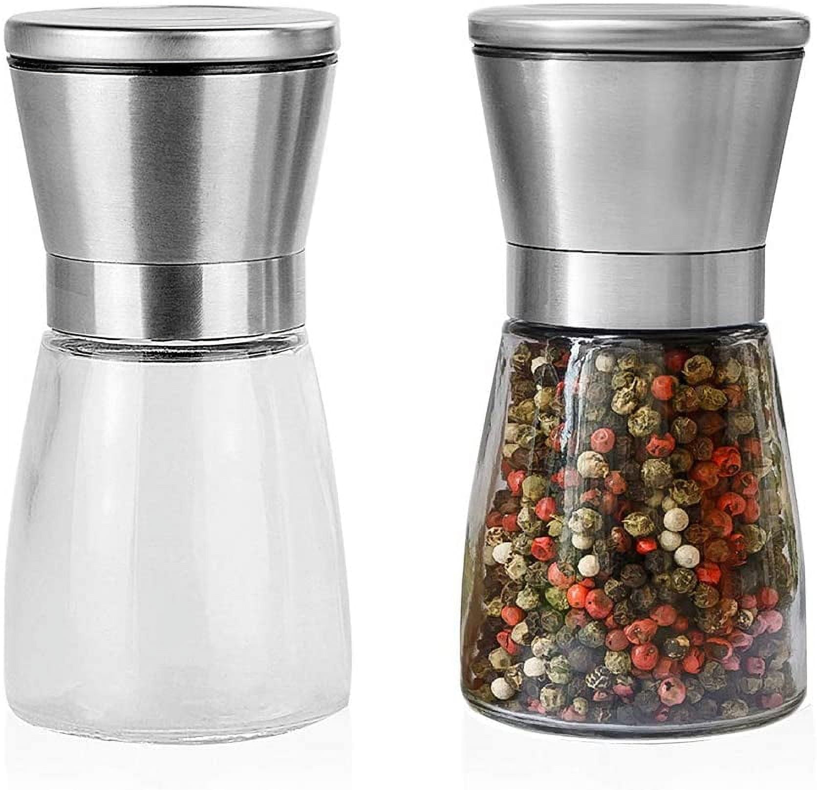 2 Pieces Stainless Steel Pepper Mill, Manual Pepper Mill, Adjustable ...
