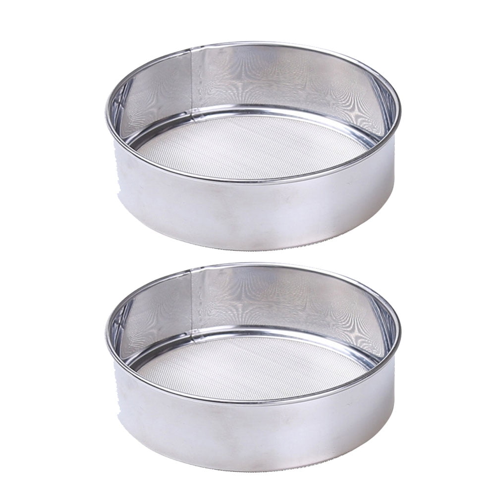 2 Pieces Stainless Steel Round Flour Sifter 6 Inch 40 Mesh Sieve Fine ...