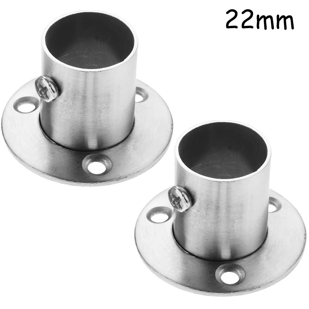 2 pieces stainless steel round tube bracket, rod flange set, wardrobe ...