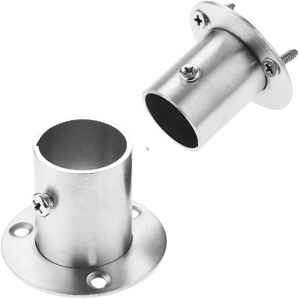 2 Pieces Stainless Steel Round Tube Bracket, Wardrobe Rod Holder ...