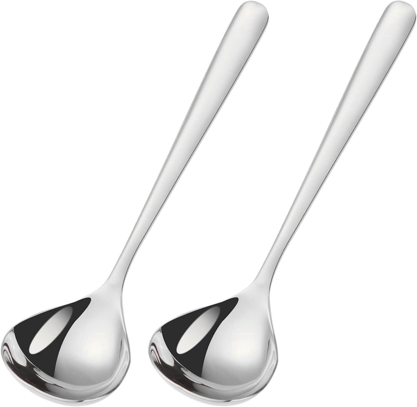 2 Pieces Stainless Steel Silver Ladle Soup Spoons 7.8 Inch Small Sauce ...