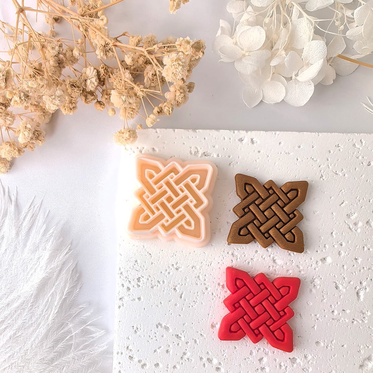 2 Pieces Stamped Soft Clay Earring Molds, DIY Clay Tools, Traditional ...