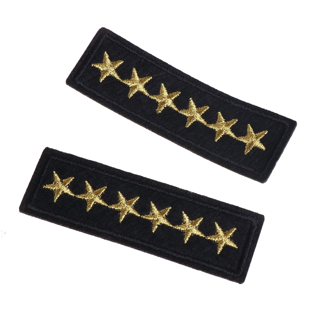 2 Pieces Star Military Rank Heat Press Applique Chenille Embroidery ...