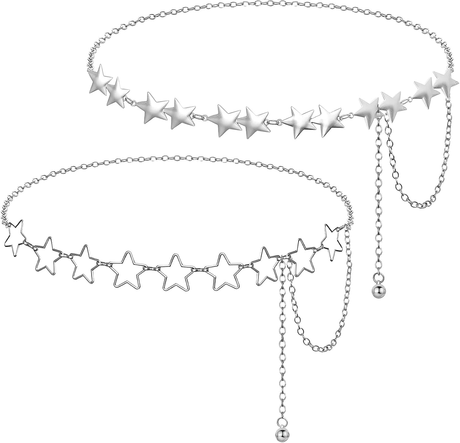 2 Pieces Sterling silver Star Chain Belt for Discerning Women ...