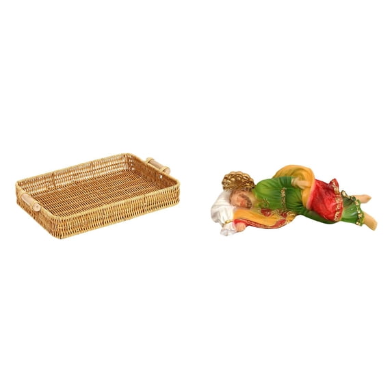 2 Pieces Storage Baskets Joseph Statue Serving Trays Handmade Woven for ...