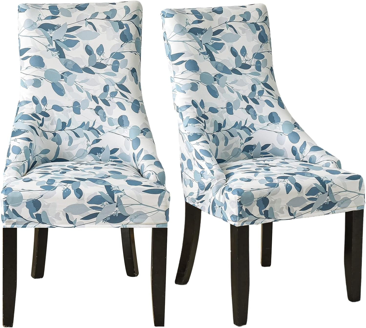2 Pieces Stretch Armless Wingback Chair Cover Printed Sloping Armchair ...