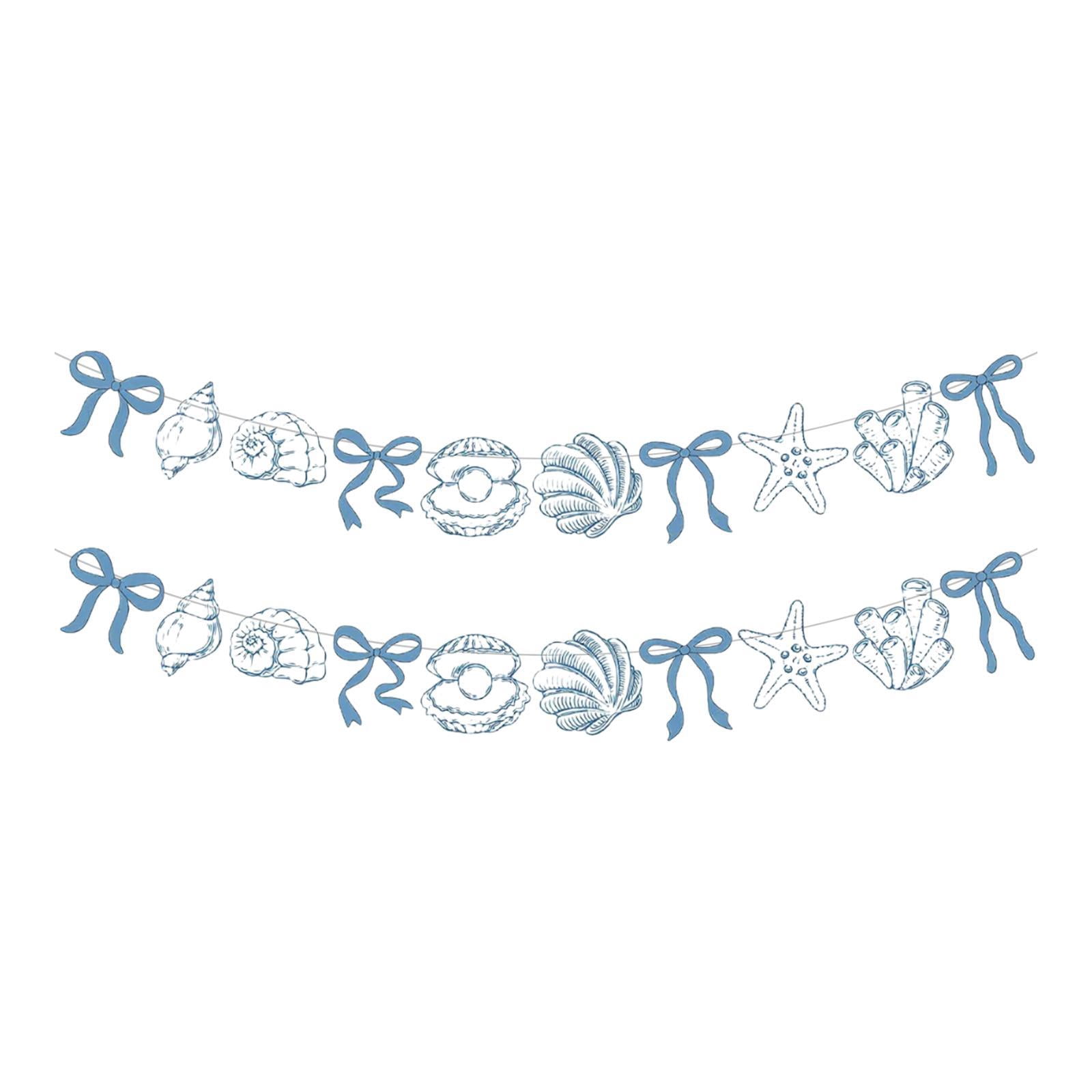 2 Pieces Summer Banner Seashells Decor Starfish Garland Paper Material ...