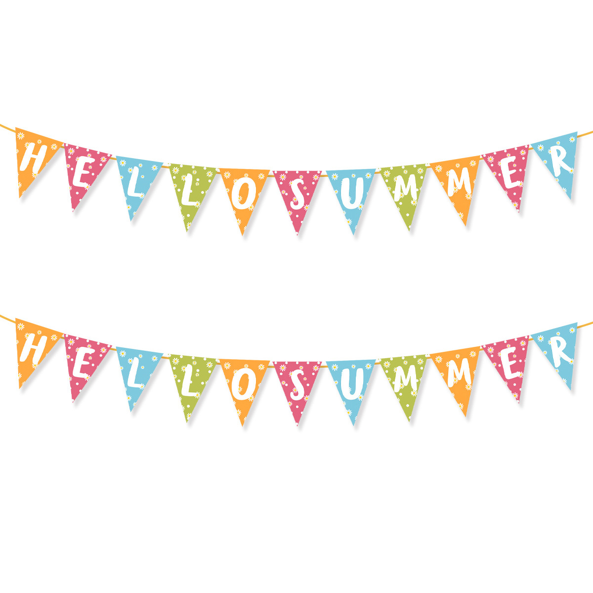 2 Pieces Summer Beach Patterns Banner, Colorful Summer Bunting Banner ...