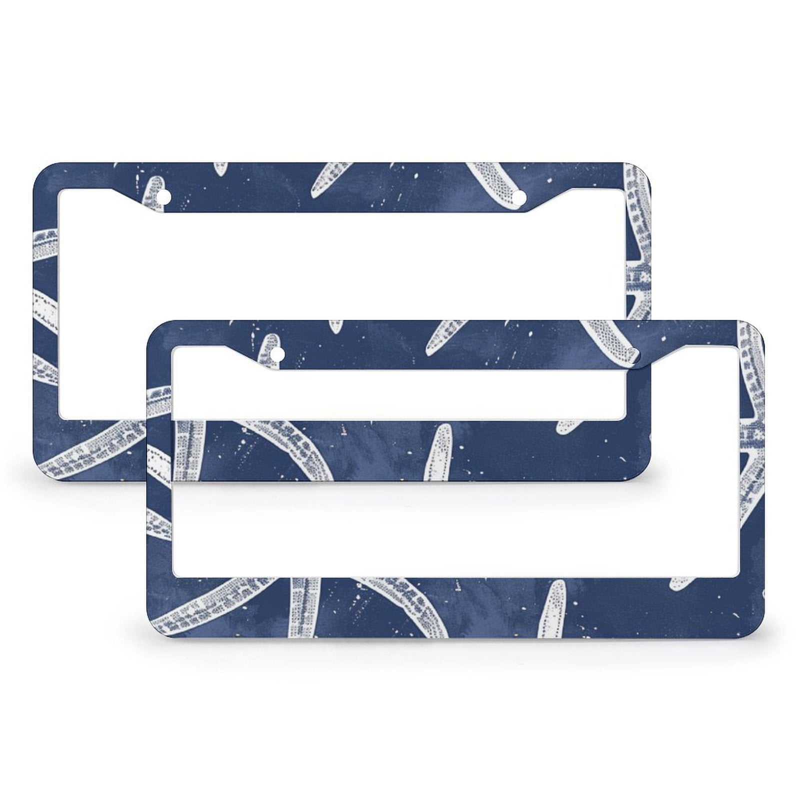 2 Pieces Summer Navy Blue Starfish License Plate Cover Coastal Beachy ...