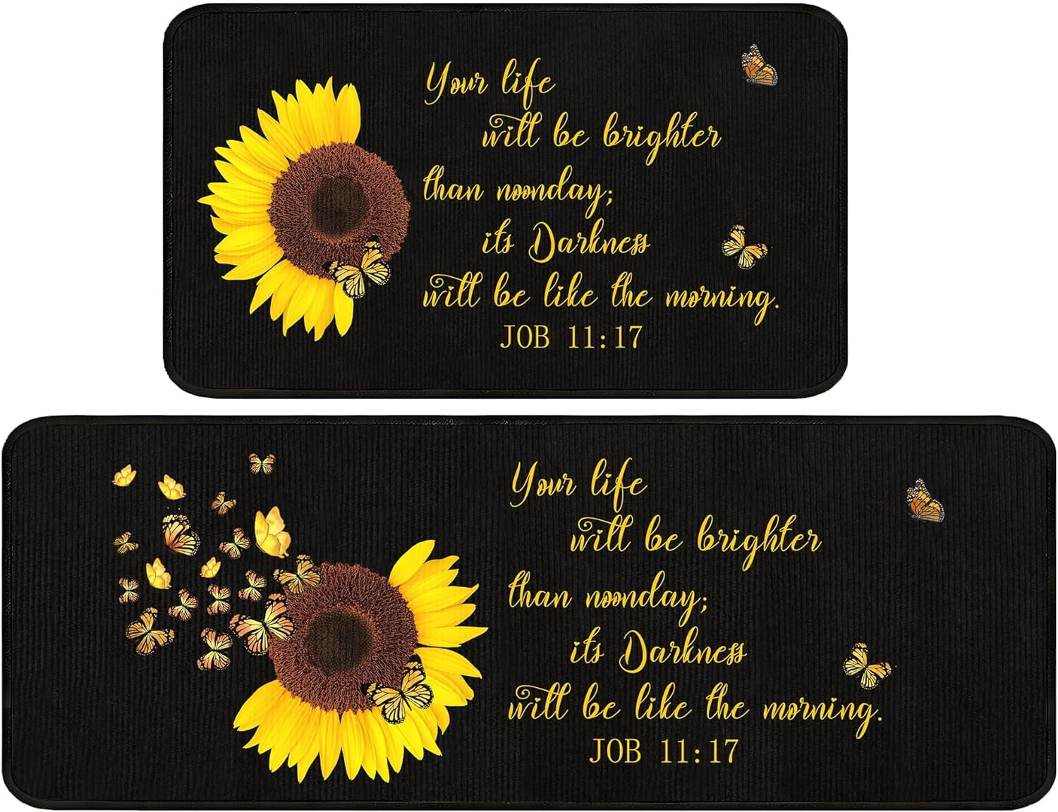 2 Pieces Sunflower Bible Verse Kitchen Decoration Rug Set, Waterproof ...