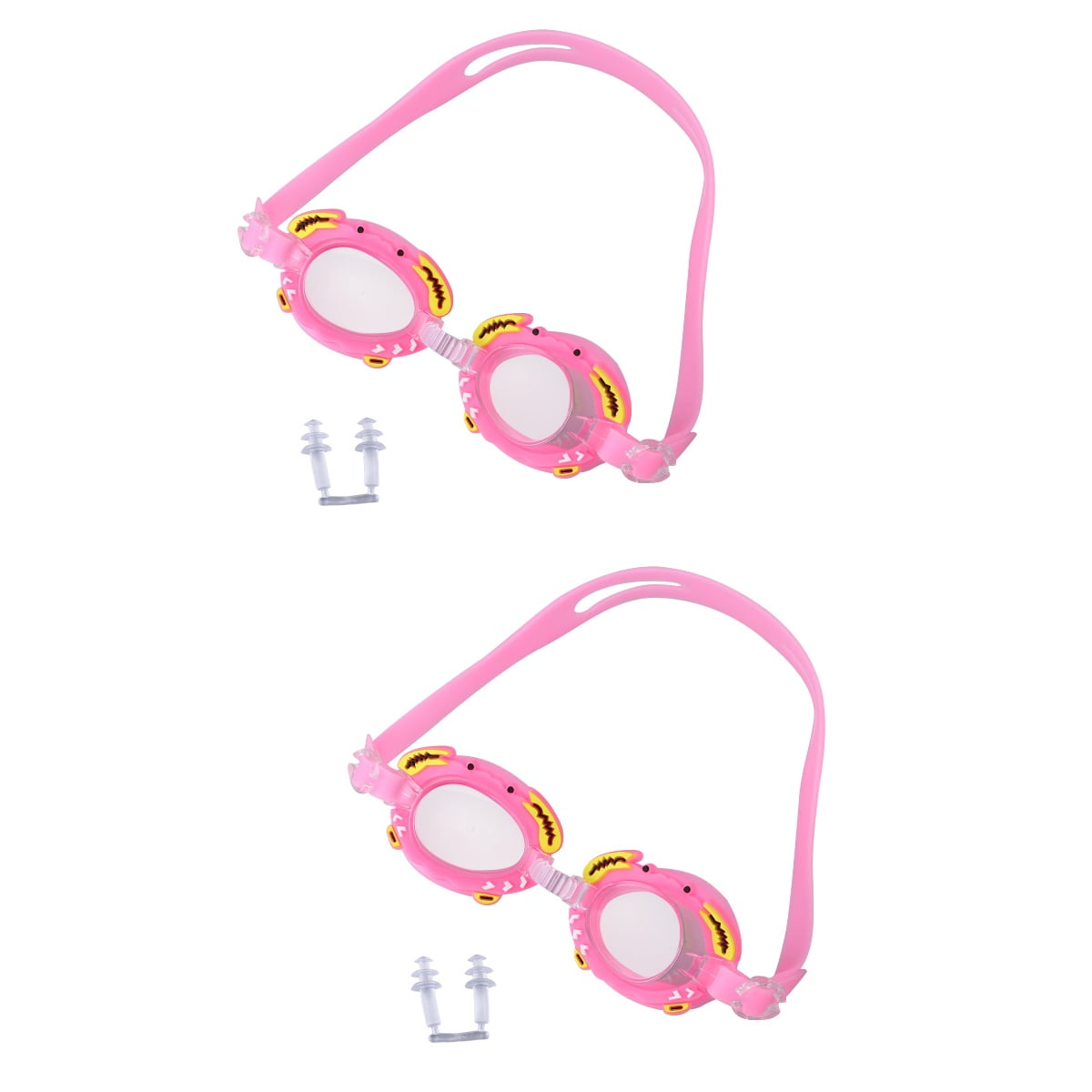 2 Pieces Swim Masks Goggles Fins Swimming Kids Eyeglasses Child Pink ...