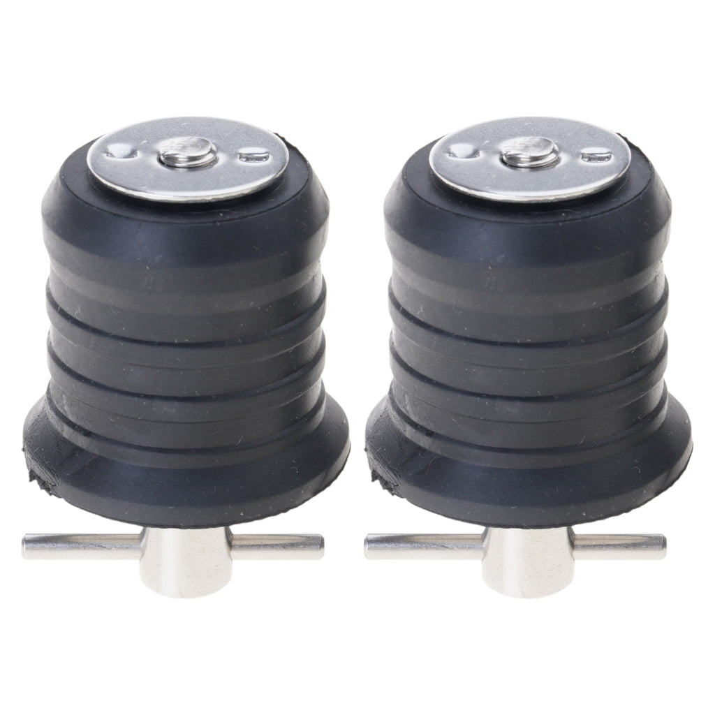 2 Pieces T-Handle Drain Plug Boat Rubber Scupper Plugs Twist-Turn ...
