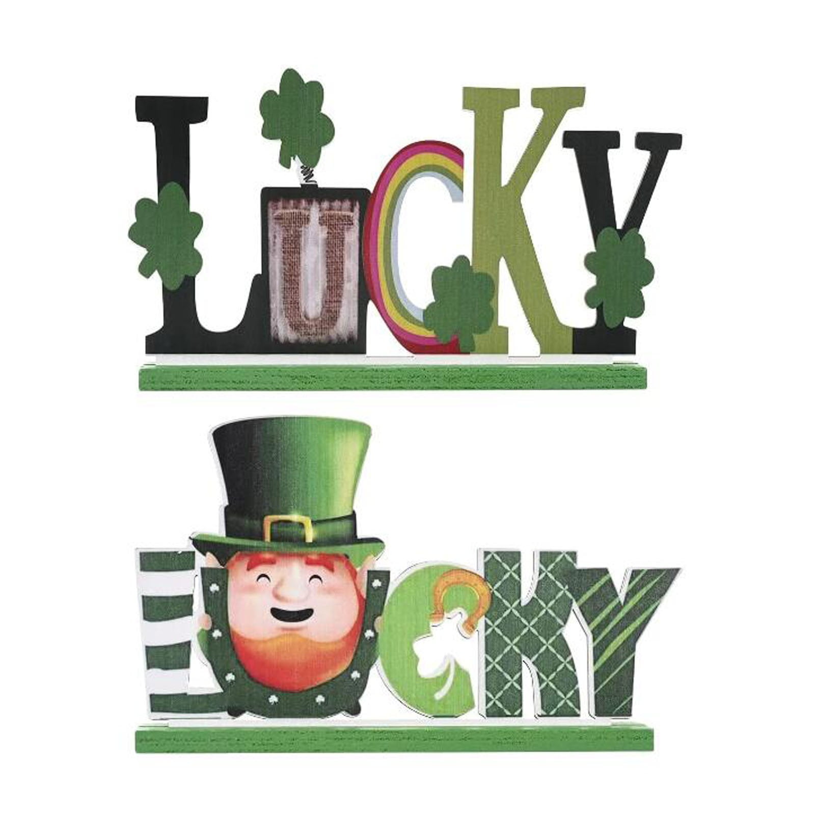 2 Pieces Table Decorations Happy Wooden Sign Lucky Table Sign For Home ...
