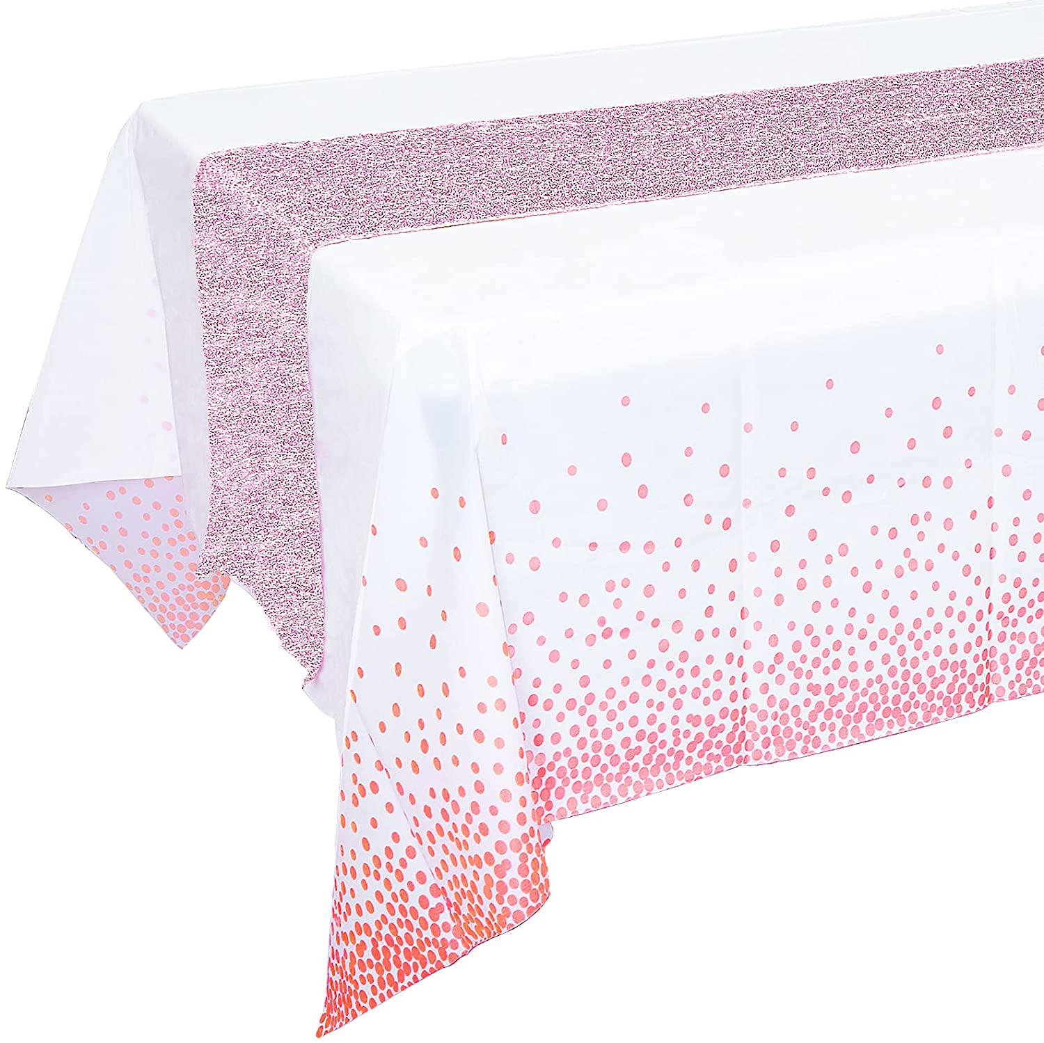 2 Pieces Tablecloth Sequin Table Runner Set, White and Pink Party ...