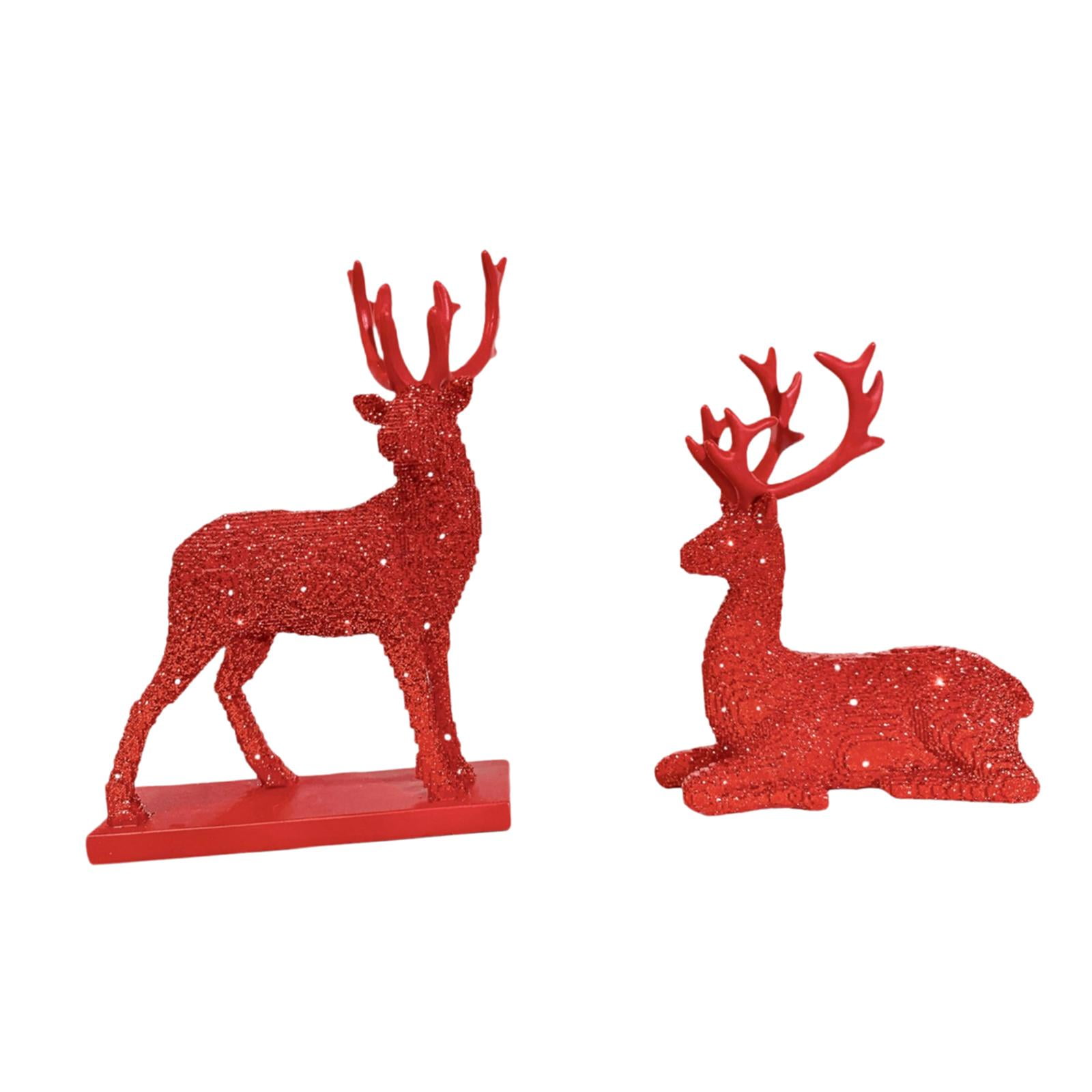 2 Pieces Tabletop Ornament Animal Statue Deer Figurines in a Modern ...