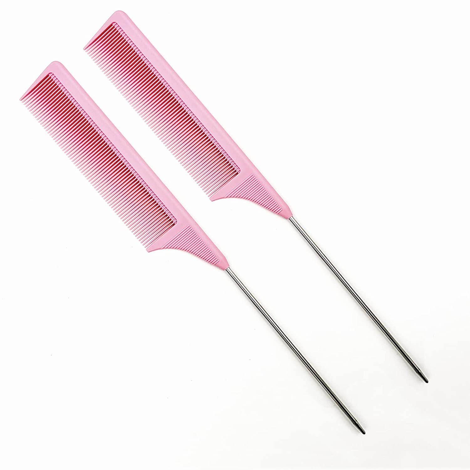 2 Pieces Tail Comb Detangling Combs Teasing Combs with Stainless Steel ...