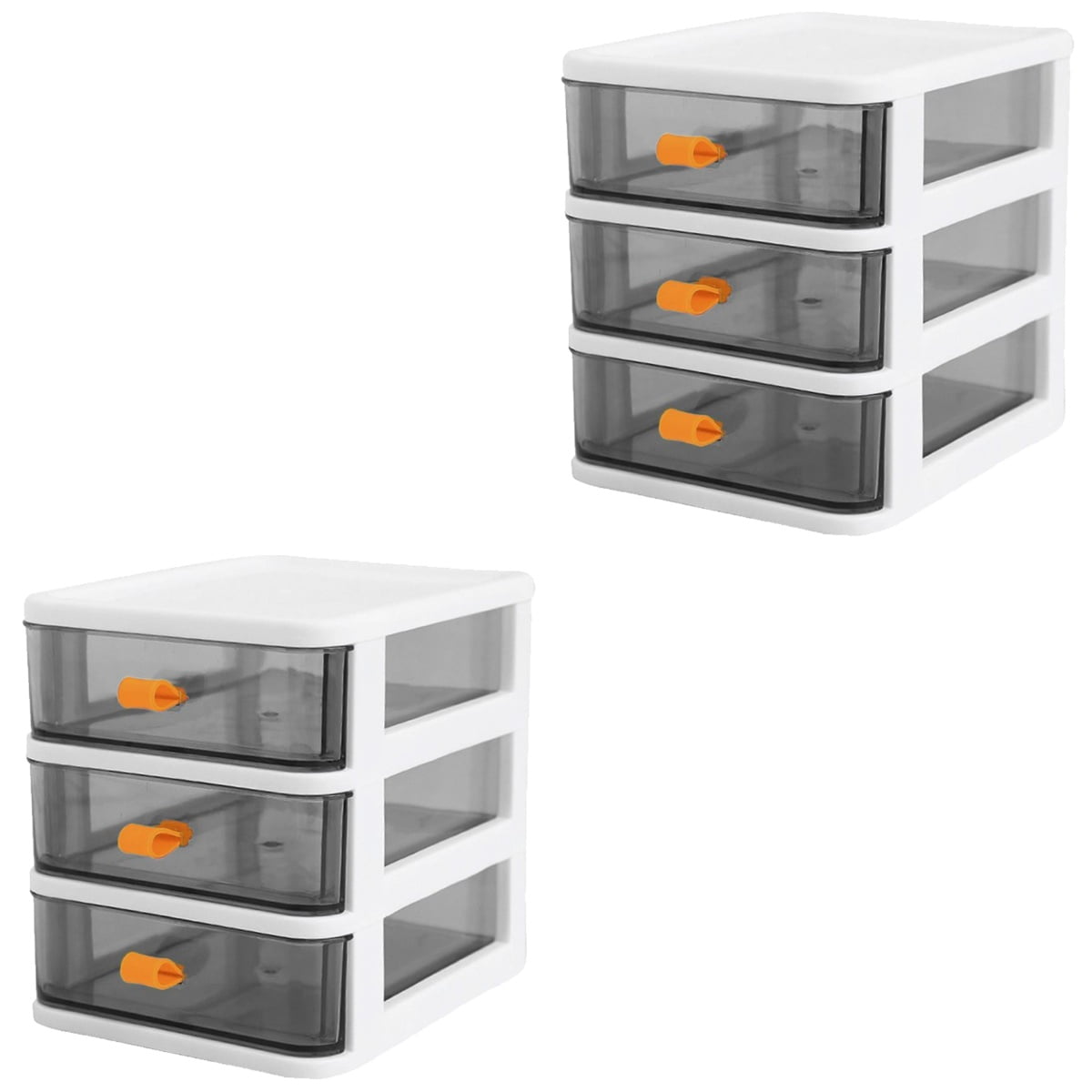 2 Pieces Three Tier Lockers Versatile Storage Case Plastic Drawers Bins ...