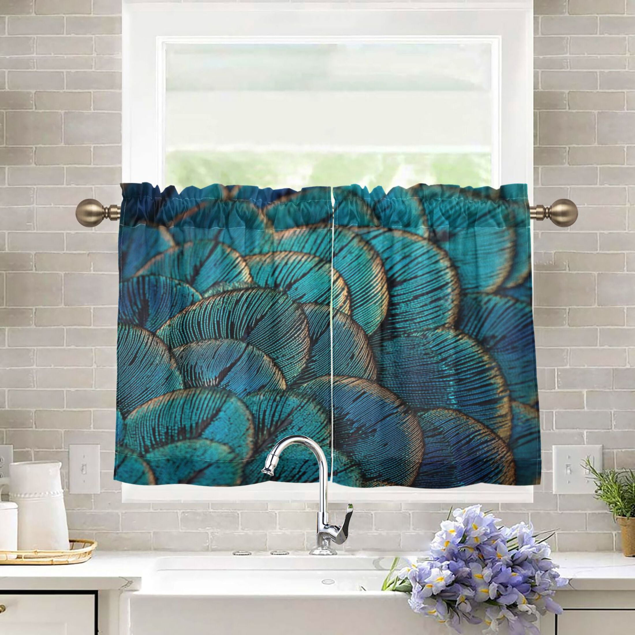 2 Pieces Tier Curtain for Kitchen and Bathroom- 27x36inch Exoticism ...