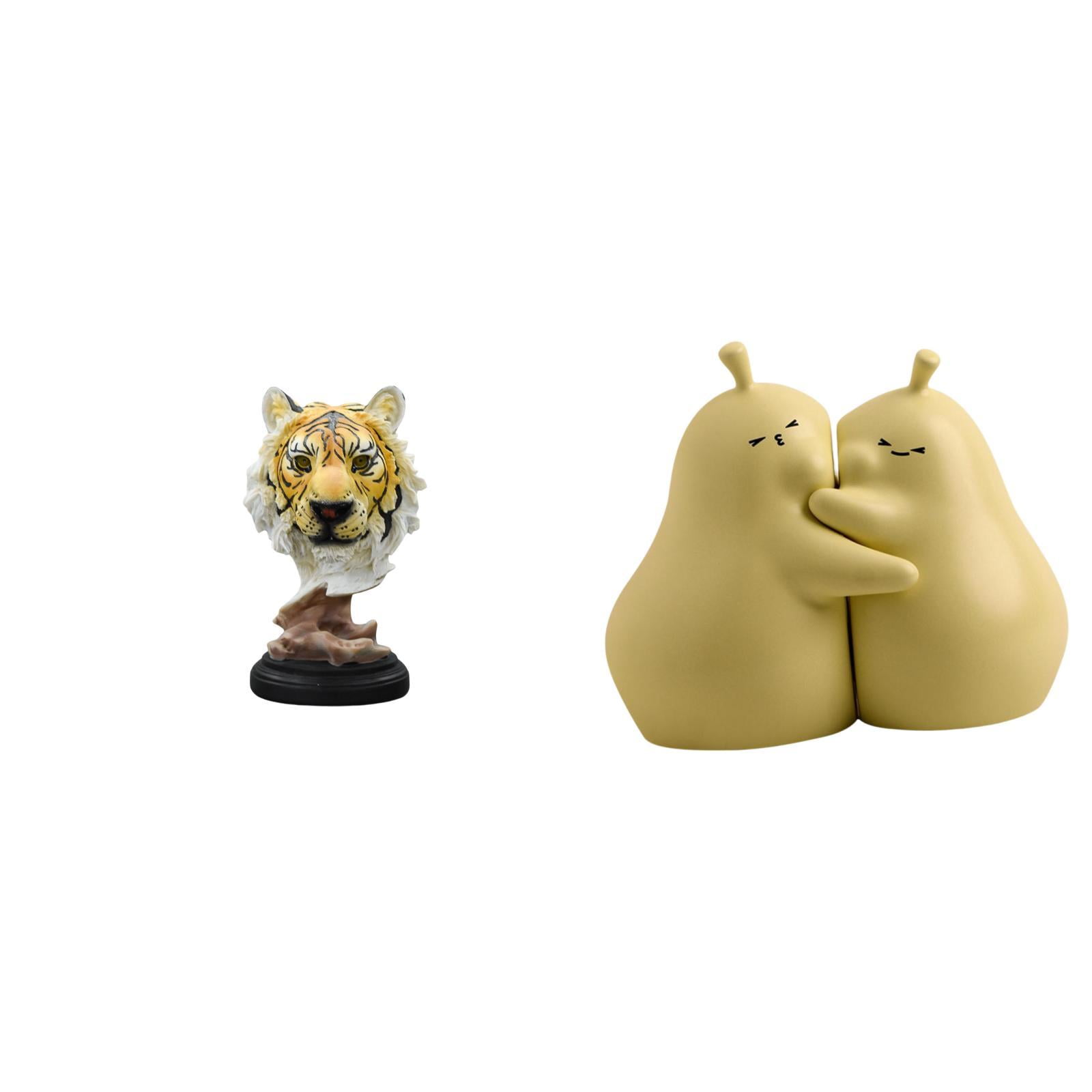 2 Pieces Tiger Head Bookend Tabletop Sculpture Resin Material for Home ...