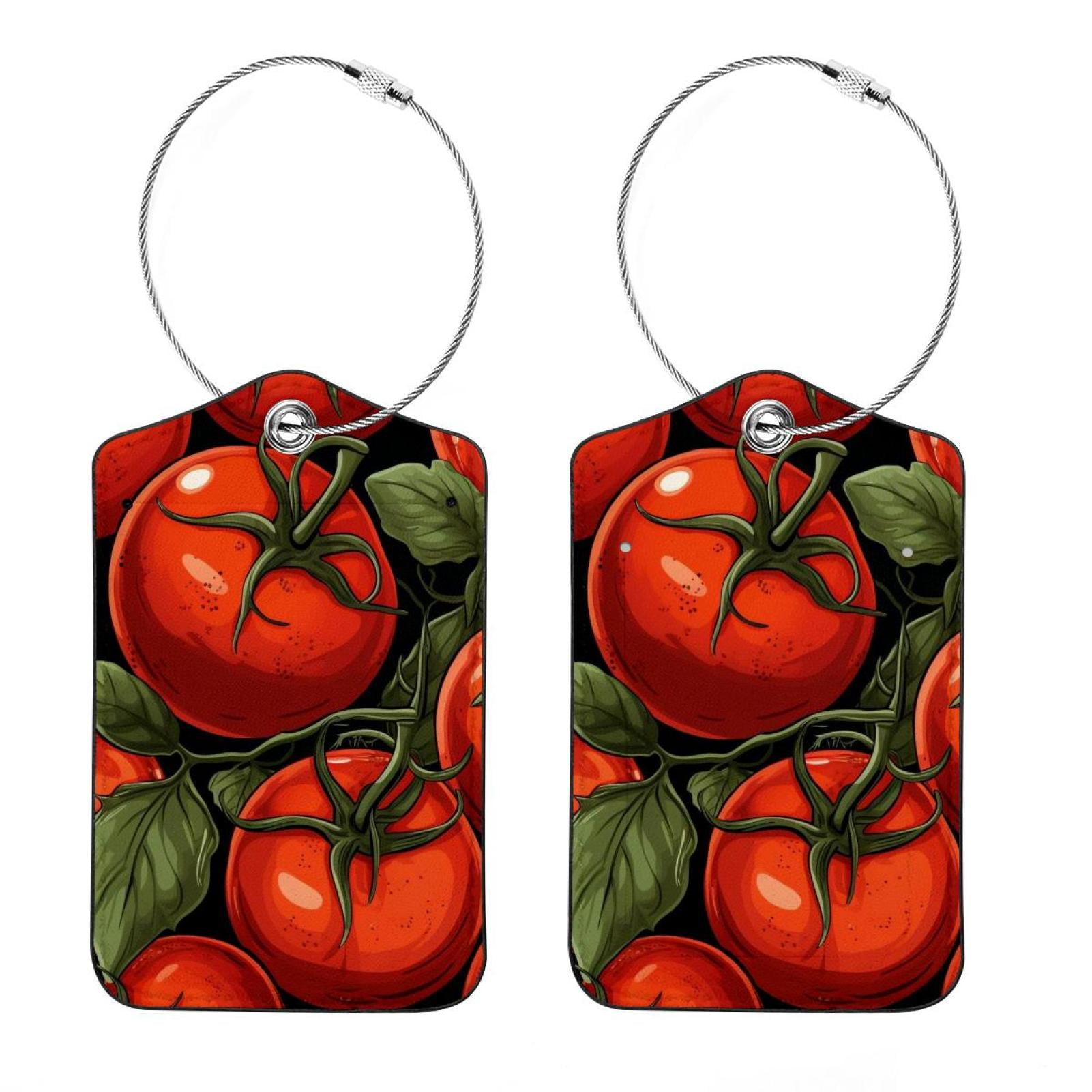 2 Pieces Tomato Luggage Tags with Full Back Privacy Cover /Steel Loops ...